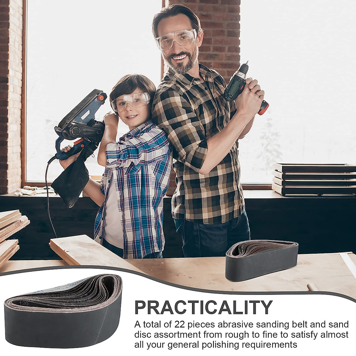 24 Pack 4 x 36 Inch Sanding Belts (120/240/ 400/600/ 800/1000 Grits) High Performance Aluminum Oxide Sander Belts Grinder Knife Sharpener Belt Kit for Woodworking Metal Wet/dry Polishing