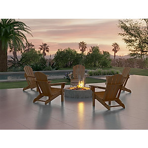 Ciokea Folding Adirondack Chair Wood Texture, Patio Adirondack Chair Weather Resistant, Plastic Fire Pit Chair with Cup Holder, Lawn Chair for Outdoor Porch Garden Backyard Deck (Teak)