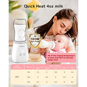 2024 Upgraded Portable Bottle Warmer, 1-Min Fast Heating Bottle Warmer with 5 Adapters and Formula Dispenser, Befano Rechargeable Travel Bottle Warmer for Breastmilk or Formula.