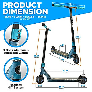 Lightweight Kick Stunt Scooter - Lab Tested Safety Certified Street Freestyle Trick Scooter w/Alloy Deck, High Impact Wheels, ABEC-9 Bearing, HIC System - for Kids & Teens (Gravity in Aliens)