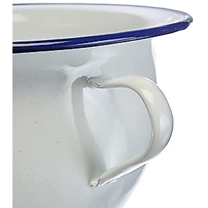 ibili Chamber Pot Blanca 3,5 l of Enamelled Steel, White/Blue, 24 x 24 x 12 cm