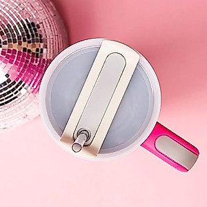 ONEUSTAR 40 oz Tumbler with Handle and Straw Stainless Steel Iced Coffee Cup Insulated Travel Mug Water Bottle for Iced Coffee Cup, Rose