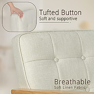 Okeysen Mid Century Modern Accent Chair, Retro Wood and Fabric Armchairs Side Chair, Lounge Reading Comfy Arm Chair for Living Room, Bedroom, Office