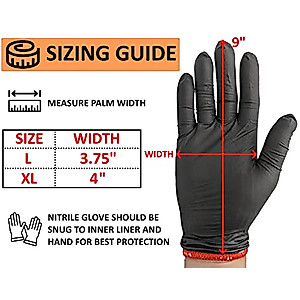 HDMNDD Black Disposable BBQ Gloves Kit with 50 Heavy Duty Textured Fingertip Grips and 2 heat resistant, washable, reusable Glove Liners for Grill BBQ Cooking Gloves, Meat Gloves for Pulling Meat