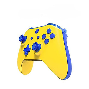 Full Housing Shell Faceplates Cover Case with Bumper Trigger ABXY Button RT LT RB LB Dpad Buttons Set for Xbox One Slim Xbox One S Controller Replacement (Yellow+Blue)