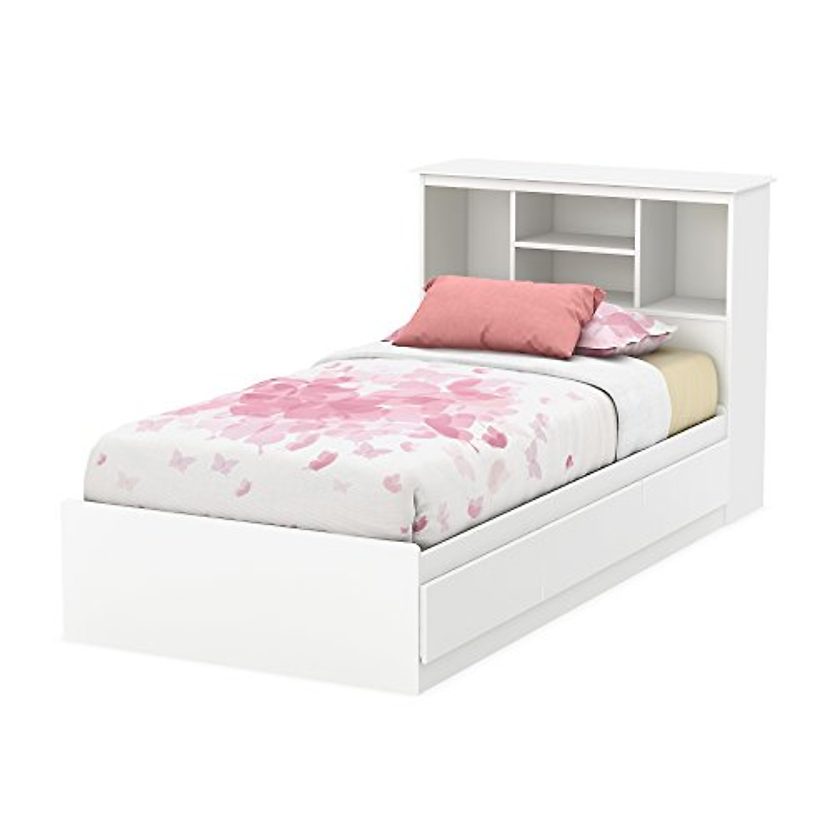 South Shore Callesto Mates Bed with 3 Drawers, Twin, Pure White