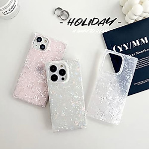 Cocomii Square iPhone 11 Case - Square Pearl Glitter - Slim - Lightweight - Glossy - Sturdy TPU Silicone - Mother-Of-Pearl Seashell - Luxury Aesthetic Cover Compatible with Apple iPhone 11 6.1" (Pink)