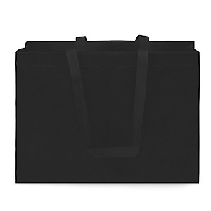 ZENPAC Black Reusable Gift Bags with Handles, Large Canvas Fabric Tote for Small Business, Retail, Grocery, Merchandise, Holidays Bulk, 16x6x12 12 Pack