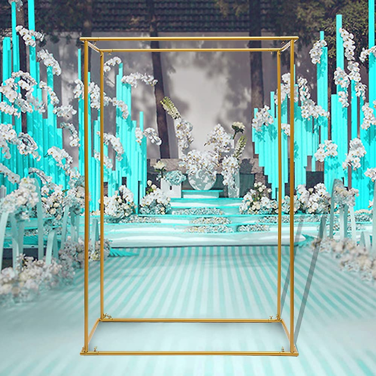 Backdrop Stand, Balloon Arch Kit, Gold Metal Wedding Welcome Arch Stand Display Stand, 44.88×23.62×70.86 Inch Square Halloween Balloon Arch, Fit for Wedding Birthday Party Christmas Decorations