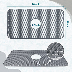 Bestjing Silicone Sink Mat, Sink Protectors for Kitchen Sink with Center Drain, 26'' x 14'' Kitchen Sink Accessory, Non-Slip Heat Resistant Sink Mats for Bottom of Farmhouse Stainless Steel Sink