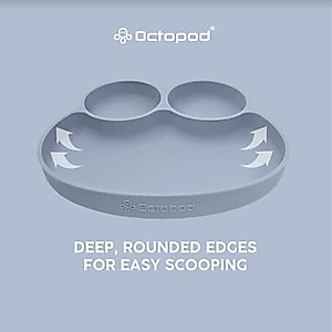 Abiie Octopod Frog Silicone Plates with Suction - Spill Proof, Easy to Clean - BPA-Free Bowl - Suction Plates for Baby and Toddler - Training & Feeding Divided Grip Dish (Pink Lavender)