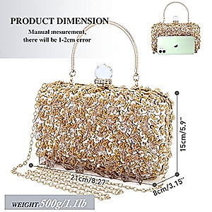 UBORSE Women Rhinestone Wedding Clutch Bag Bling Sequin Evening Purse Vintage Crystal Beaded Cocktail Party Handbag Gold