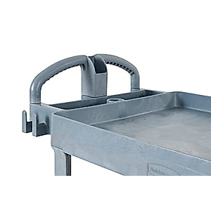 Rubbermaid Commercial Products Brute Heavy Duty 2-Shelf Utility/Service Cart, Medium, Lipped Shelves, Ergonomic Handle, 500 lbs. Capacity, Gray, for Warehouse/Garage/Cleaning/Maintenance/Stadiums