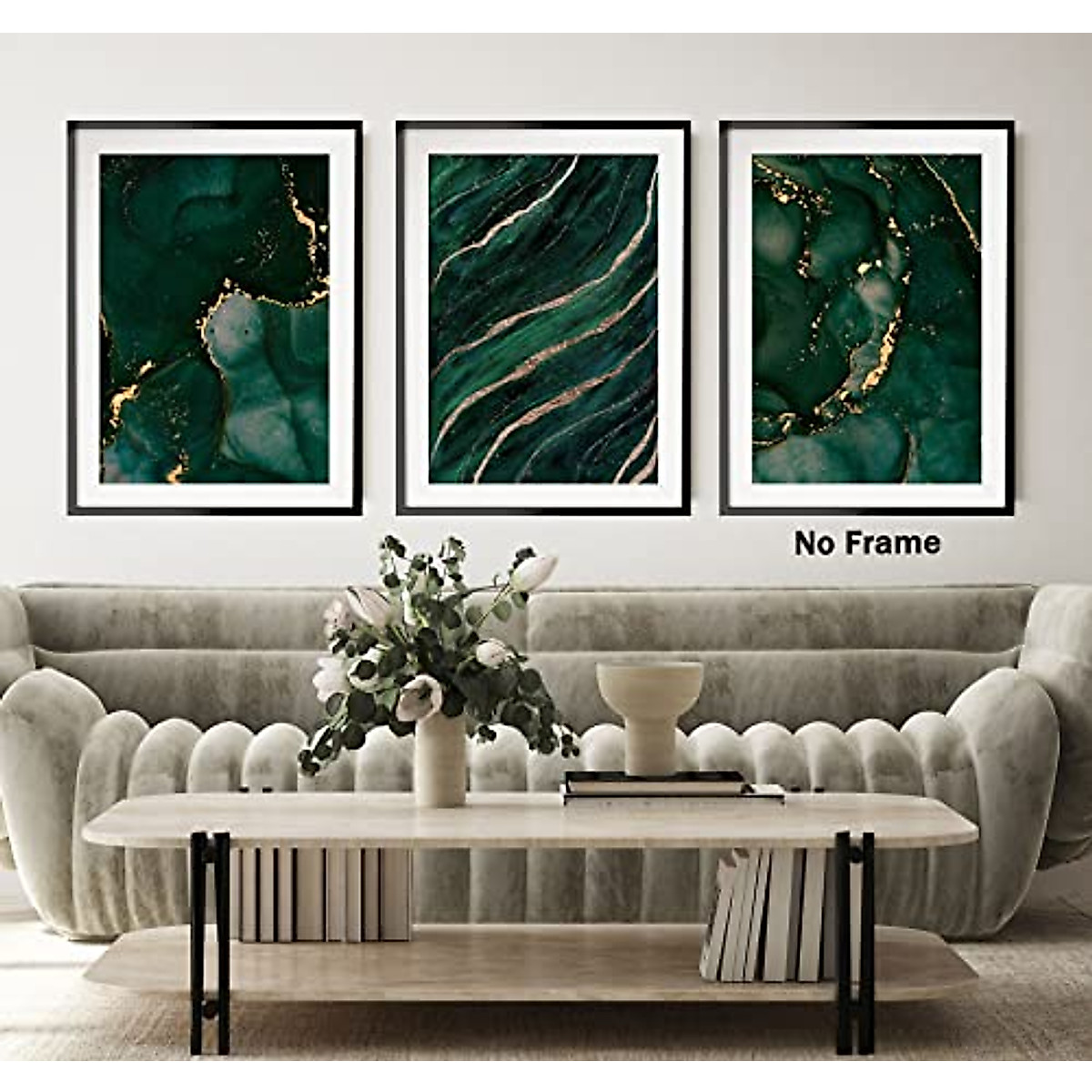 Green and Gold Abstract Marble Wall Art Gold Foil Poster Emerald Green Abstract Wall Decor for Living Room Dark Green Abstract Canvas Wall Art Luxury Green Paintings for Bedroom 16x24inch No Frame