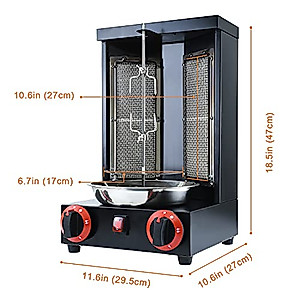 BNDHKR Homemade Chicken Shawarma Machine Countertop Rotisserie Grill Kebab Vertical Rotisserie Propane Turkish Chicken Doner Kebab Broiler wih 2 Burners