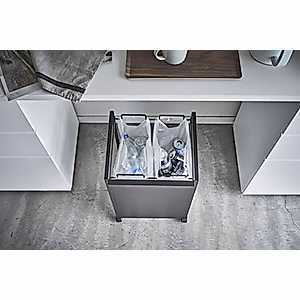 Yamazaki Home Tower Concealed Rolling Trash Sorter kitchen waste bins, One Size, Black