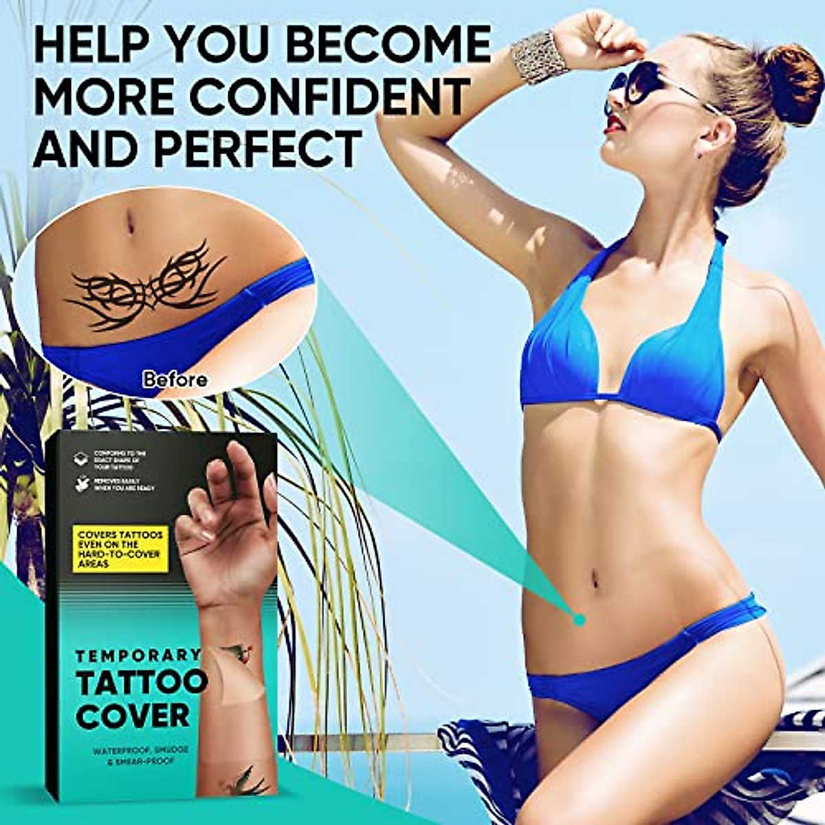 iTecFreely Tattoo-Cover-Up Sweatproof-Waterproof-Tattoo-Cover-Up-Tape Ultra-Thin-Invisible-Breathable-Patch-Concealer-Sticker-Suitable-for-Spot-and-Scar