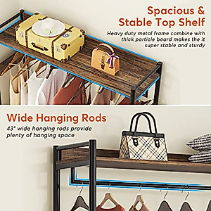 Tribesigns 72 inches Freestanding Clothes Rack with Drawers and shelves,Industrial Closet Organizer with Shelf and Hooks,Heavy Duty Garment Clothing Rack for hanging clothes,Bedroom(Rustic Brown)