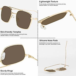 FEISEDY Fashion Square Aviator Sunglasses Women Men Classic Aviator Metal Frame Candy Color Glasses B1036