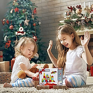 GEPER 32PCS Magnetic Tiles, Beginner Set Toddler Toys Girls & Boys, Magnetic Building Blocks Toys for 3+ Year Old, Ideal Gift STEM Toys, Montessori Learning Sensory Magnet Tiles for Kids 3-4 Birthday