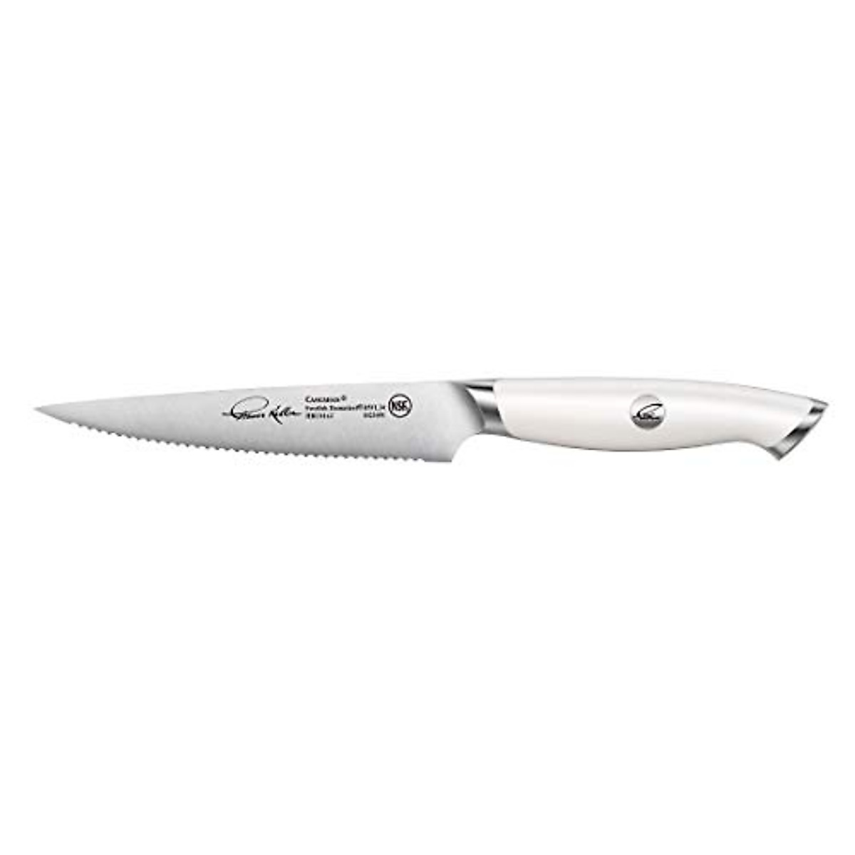 Cangshan Thomas Keller Signature Collection Swedish Powder Steel Forged, 5-Inch Serrated Utility Knife, White
