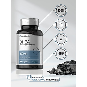 Horbäach DHEA 100mg | 200 Capsules | Non-GMO, Gluten Free Supplement