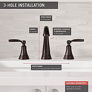 Delta Faucet Woodhurst Widespread Bathroom Faucet, Oil Rubbed Bronze Bathroom Faucet 3 Hole, Bathroom Sink Faucet, Metal Drain Assembly, Venetian Bronze 3532LF-RB