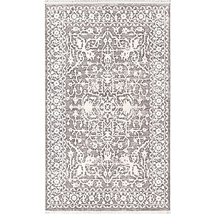 Unique Loom Traditional Classic Intricate Design with Distressed Vintage Detail, Area Rug, 5 ft x 8 ft, Gray/Ivory