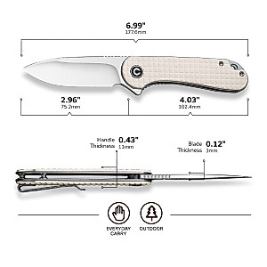 CIVIVI Folding Pocket Knife- Elementum Flipper Knife with 2.96'' D2 Blade G10 Handle, Ideal for Outdoor EDC Gift C907A-3