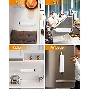 Magnetic Paper Towel Holder,Paper Towel Holder with Spray Bottle,Paper Towel Holder Under Cabinet with Strong Magnetic Backing and Self-Adhesive for Kitchen Refrigerator Grill RV