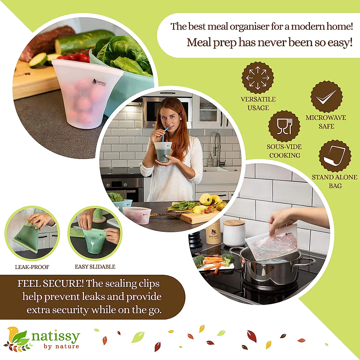 Reusable Bags Silicone, 8-Pack Silicon Storage Food Bags for Sandwich, Snacks and Lunch, Large & Small Silicone Bags Reusable Storage, Thick Silicone Food Containers, Freezer Baggies Dishwasher Safe