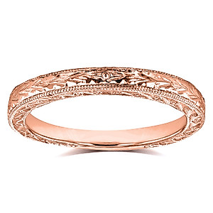 Kobelli Antique Style Engravings Wedding Band in 14k Rose Gold, Size 7, Rose Gold