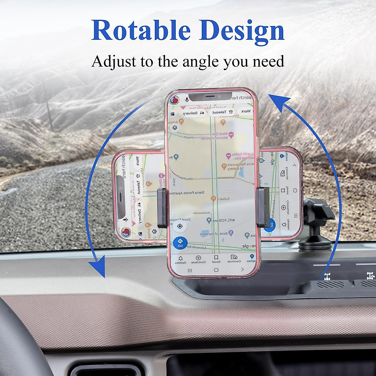 JHD-TOGO for Bronco Dash Phone Holder, Phone Mount for Ford Bronco 2021 2022 2023 2024 2/4 Door Accessories,360°Adjustable Phone Mount Interior Accessories