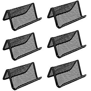 AKIRO 6 Pcs Black Metal Mesh Business Card Holder, Credit Name Card Case,Office Card Collection Organizers