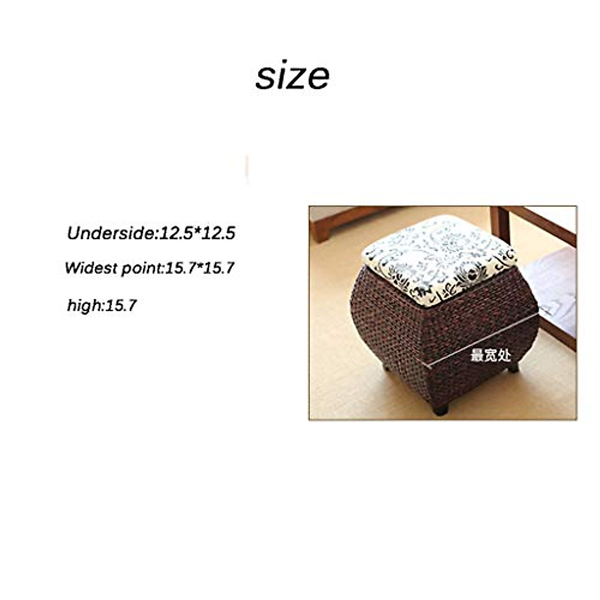 Articles for daily use Rattan Straw Storage Stool, Shoe Changing Stool, Storage Stool wth Cover, Finishing Storage Box, Shoe Ottoman, Sofa, Square Stoolw