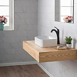 Kraus KCV-122 Ceramic Above counter Rectangular Bathroom Sink, 19.44 x 11.84 x 5 inches, White