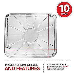 Stock Your Home Disposable Foil Oven Liners (10 Pack) Aluminum Foil Oven Liners for Bottom of Electric Oven & Gas Oven, Reusable Oven Drip Pan Tray for Cooking and Baking, Disposable Baking Mats