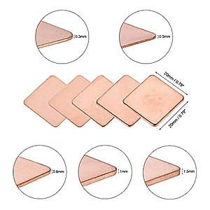 uxcell Flat IC Chipset Thermal Copper Heatsink for CPU GPU RAM 20 x 20mm with Thickness 0.3/0.5/0.8/1.0/1.5mm Total 15pcs