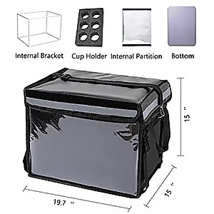 Nesthao Updated Professional Insulated Food Delivery Bag with Support Frame and Plastic Bottom Plate,Grocery Delivery Bag for Catering,Restaurants,Delivery Drivers, Uber Eats,Doordash and more