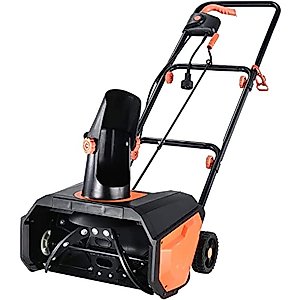 Snow Thrower, 18 Inch Electric Snow Blower, Overload Protection, 13 Amp, Steel Auger, 180° Rotatable Chute, Black & Orange a03