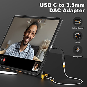 Rixmie USB C to 3.5mm Female Adapter, Type C to Headphone Aux Jack Dongle 24bit/96kHz HiFi DAC, Compatible with Samsung Galaxy S23 S23+ S23 Ultra, MacBook, Pixel (Grey) and More