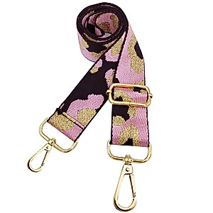 Wide Pink Leopard Handbag Strap Replacement Adjustable Shoulder Bucket Cross-body Purse Guitar Straps For Women