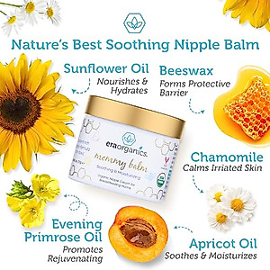 Era Organics Soothing Nipple Butter Breastfeeding Cream - Calming and Moisturizing for Chapped, Sensitive Skin - USDA Organic Nipple Cream For Breastfeeding - Baby Friendly Organic Nipple Balm