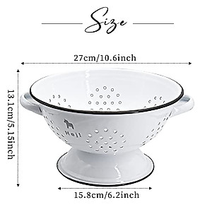 Enamel Fruit Bowl Basket for Kitchen Counters Decorative Fruit Bowl Home Table Decor, Applicable to Farmhouse Decor, Holiday Decoration (Pony)