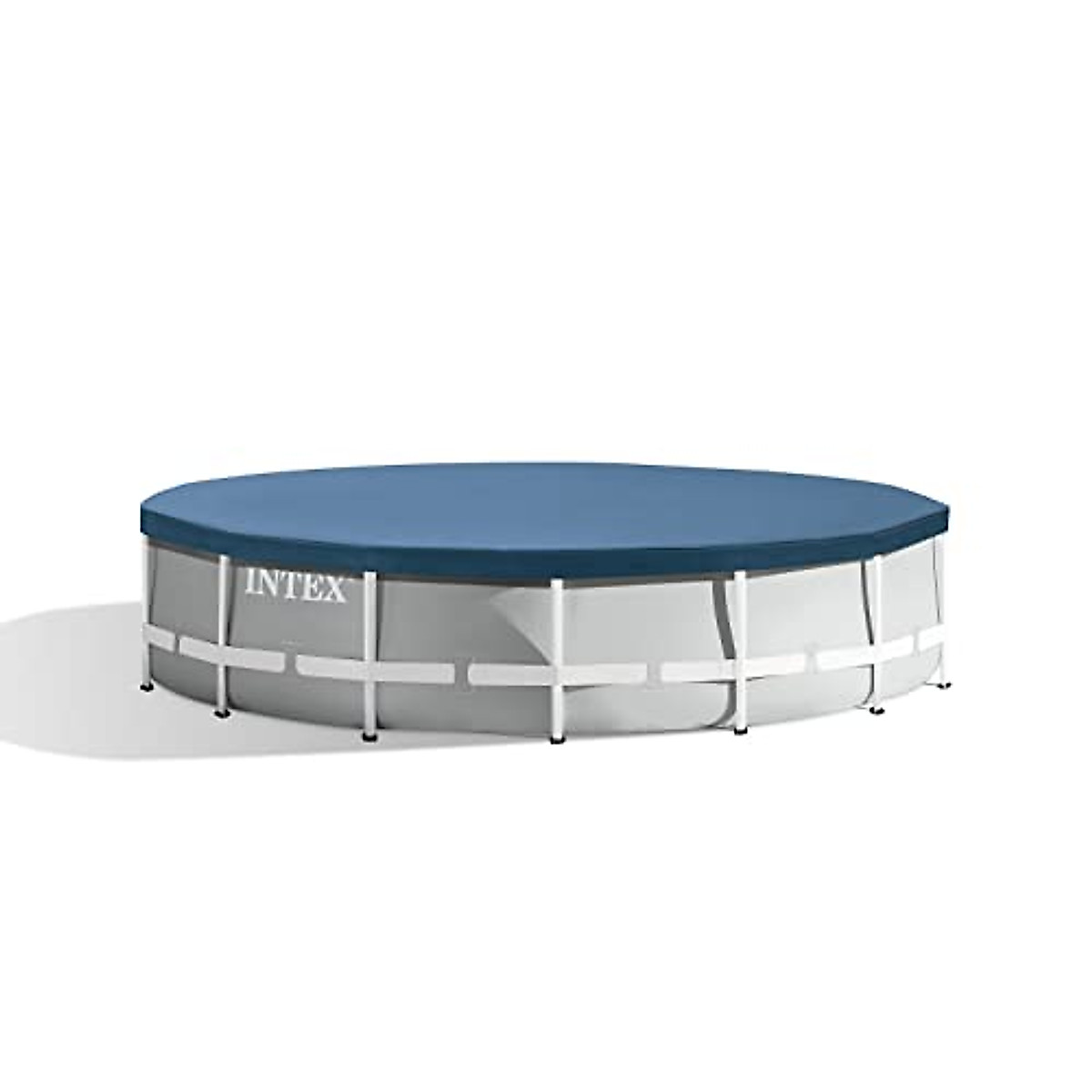 INTEX 28032E Pool Cover: For 15ft Round Metal Frame Pools – Includes Rope Tie – Drain Holes – 10in Overhang – Snug Fit