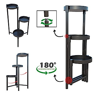 XrFc Plant Stand Indoor Outdoor 3 Tier Tall Metal Potted Multiple Flower Pot Holder Shelf Rustproof Iron Round Supports Planter Plant Rack for Corner Garden Balcony Patio