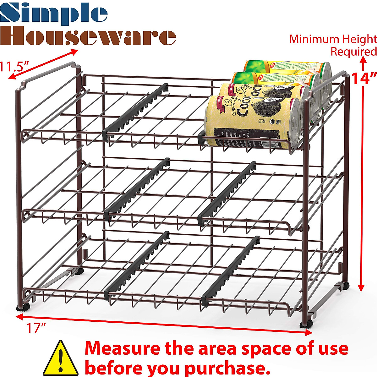 SimpleHouseware Stackable Can Rack Organizer, Bronze