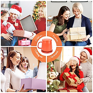 APEKX 2024 Upgraded Self-Heating Ceramic Mug - Stable 130°F Temperature, 15W Wireless Phone Charging, 12.8 fl oz Capacity - USB-C Enabled. (Tangerine)