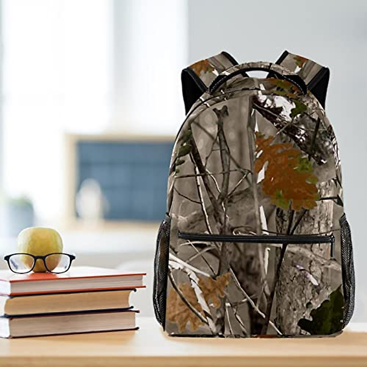 School Backpack for Teen Girls Boys Camouflage Tree Leaf Travel Back Pack for Women Men