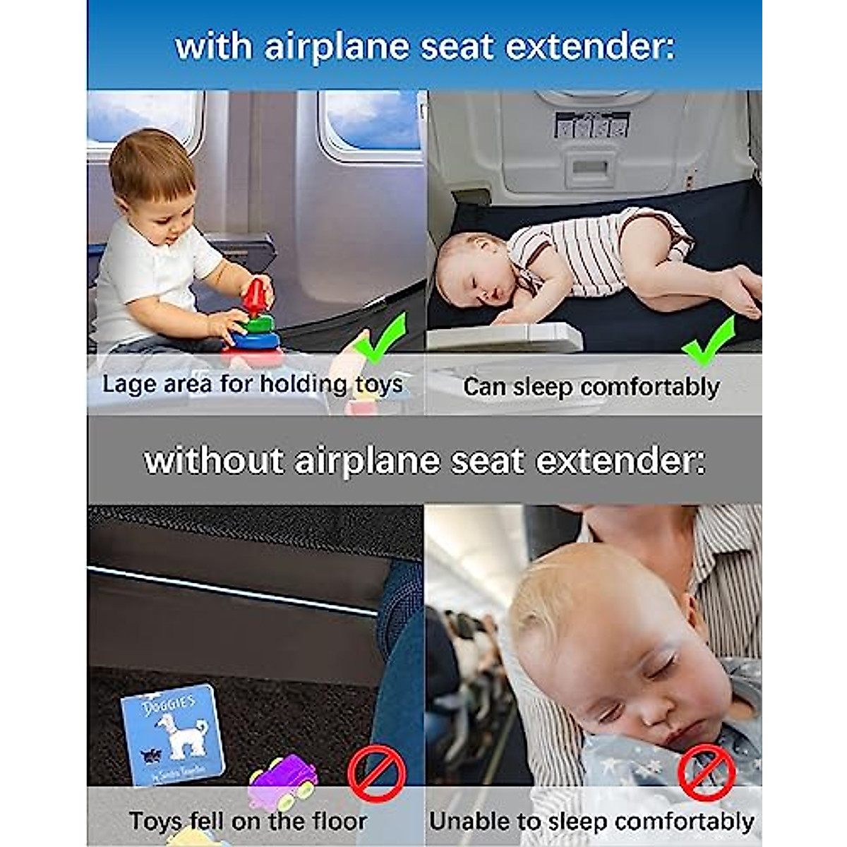 B1jounie YA Flyaway Kids Bed Airplane, Toddler Travel Bed, Baby Airplane Essentials, Airplane Seat Extender for Kids, Portable Airplane Bed for Toddler, Airplane Travel Essentials for Kids
